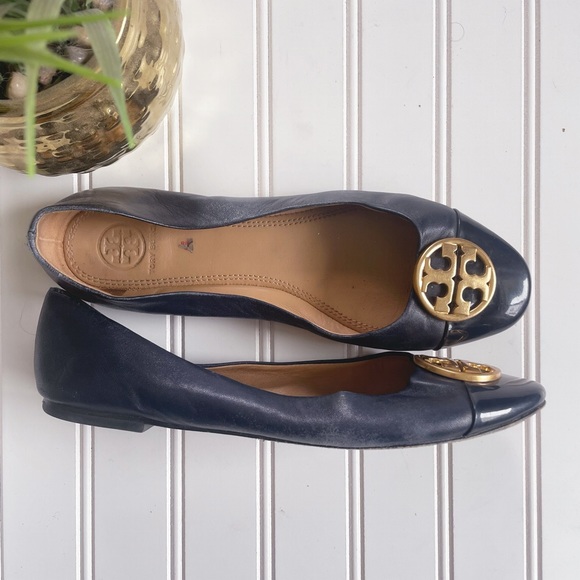 Tory Burch | Shoes | Tory Burch Perfect Navy Blue Chelsea Captoe Ballet Flat | Poshmark